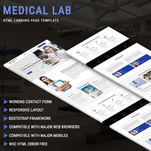 Medical Lab - HTML Landing Page Template - Pennyblack Templates