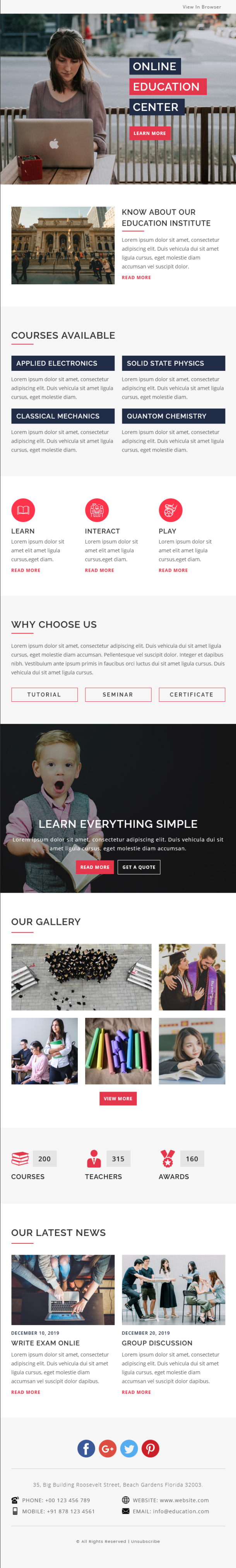Education - Multipurpose Responsive Email Template - Pennyblack Templates